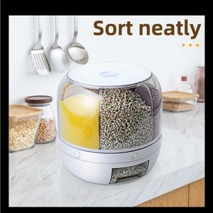 Kitchen | 6grid Rotating Rice Dispenser Dry Grain Food Storage ...